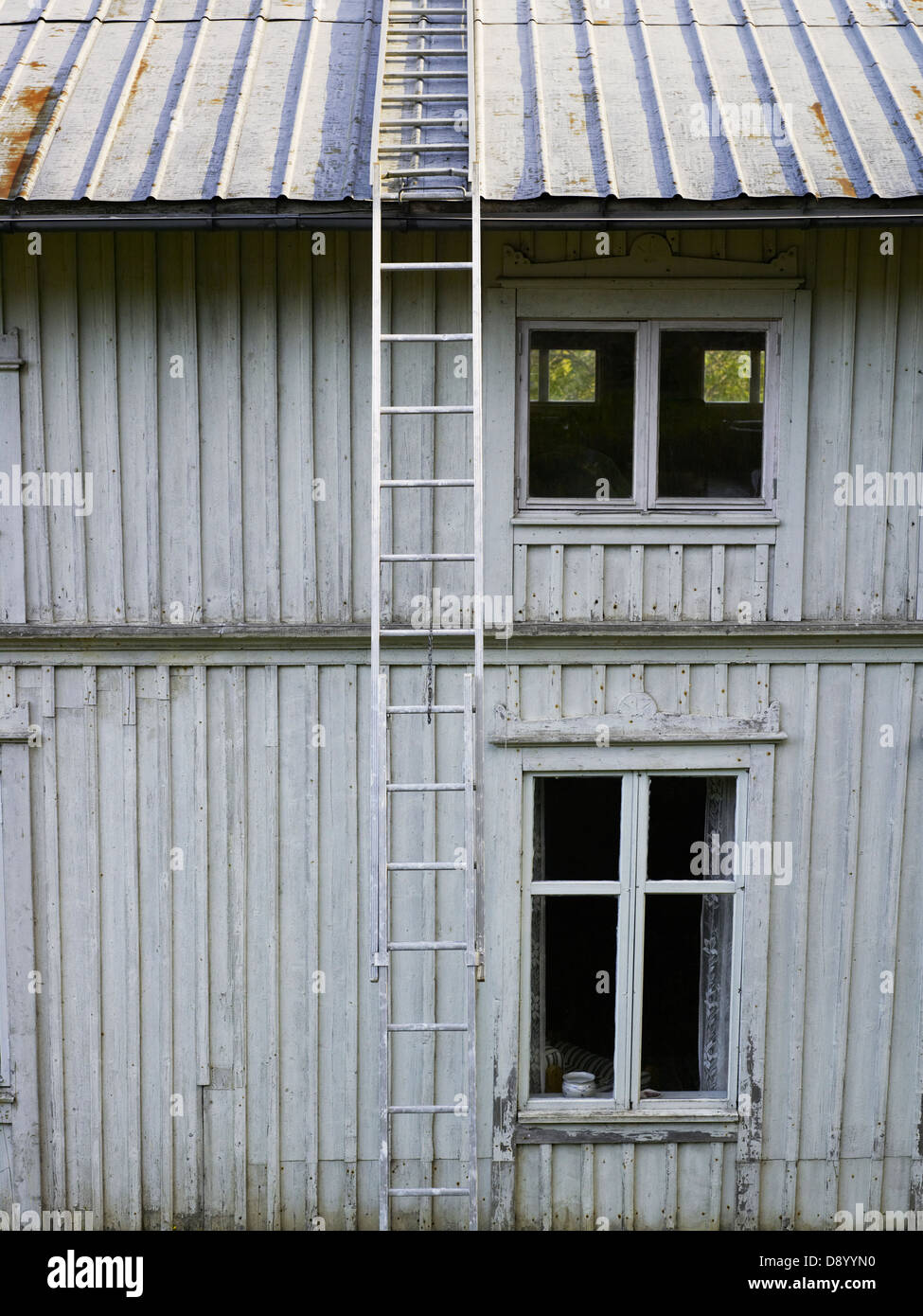 A white house and a fire ladder, Sweden Stock Photo - Alamy