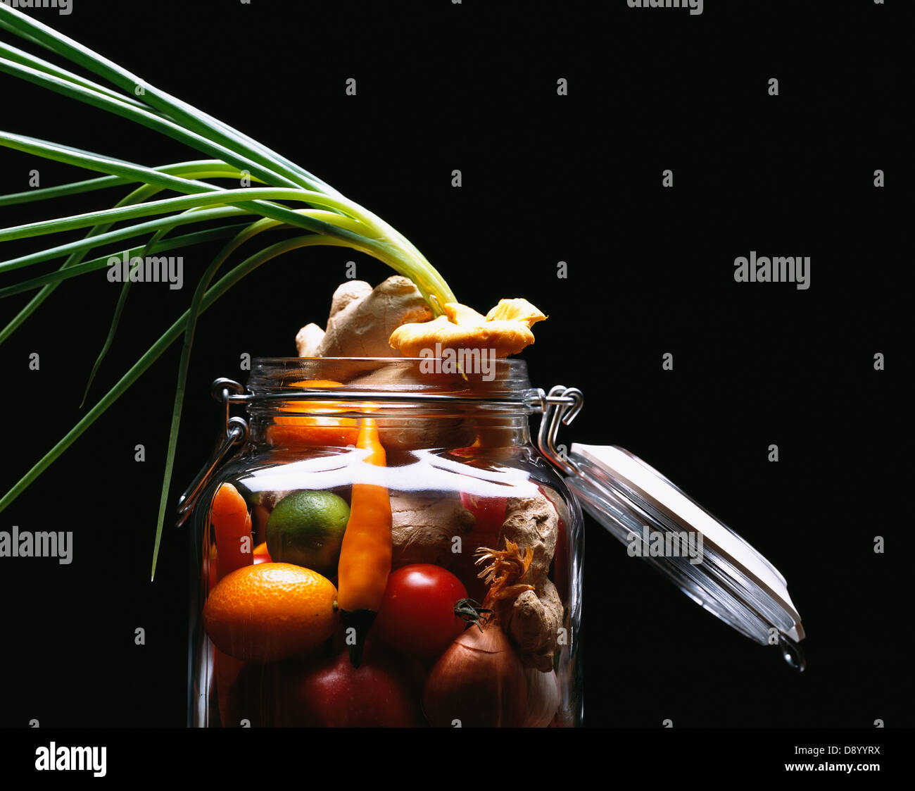 Vegetables in a glass jar Stock Photo - Alamy