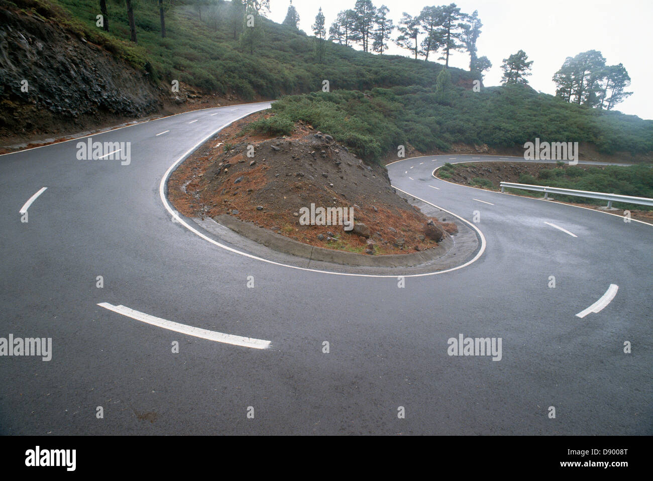 A road bend, the Canary Islands Stock Photo - Alamy