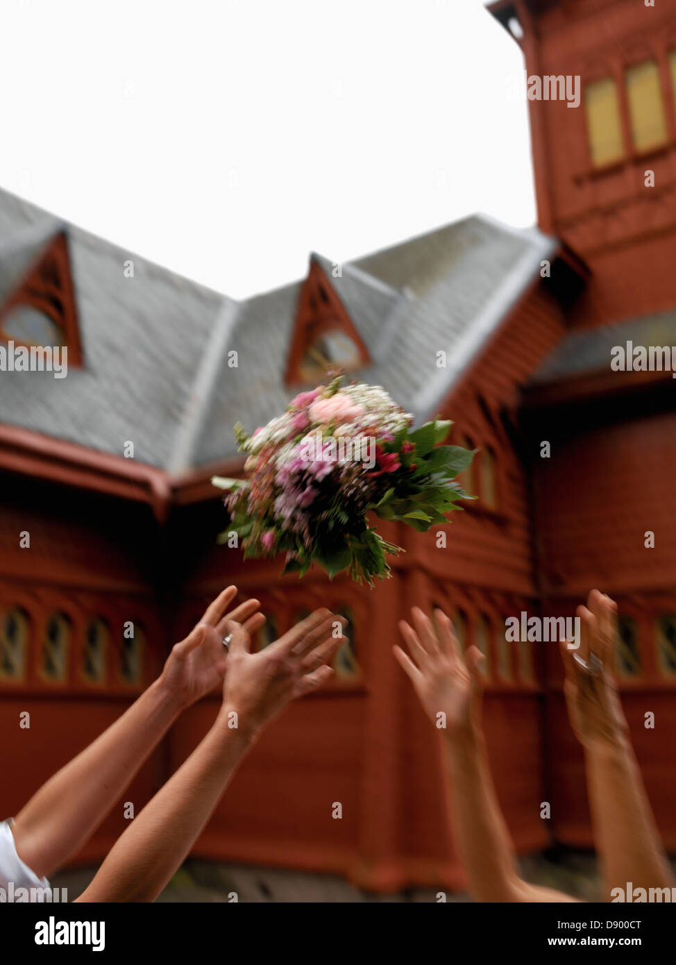 Hands reaching for wedding bouquet, Sweden Stock Photo - Alamy