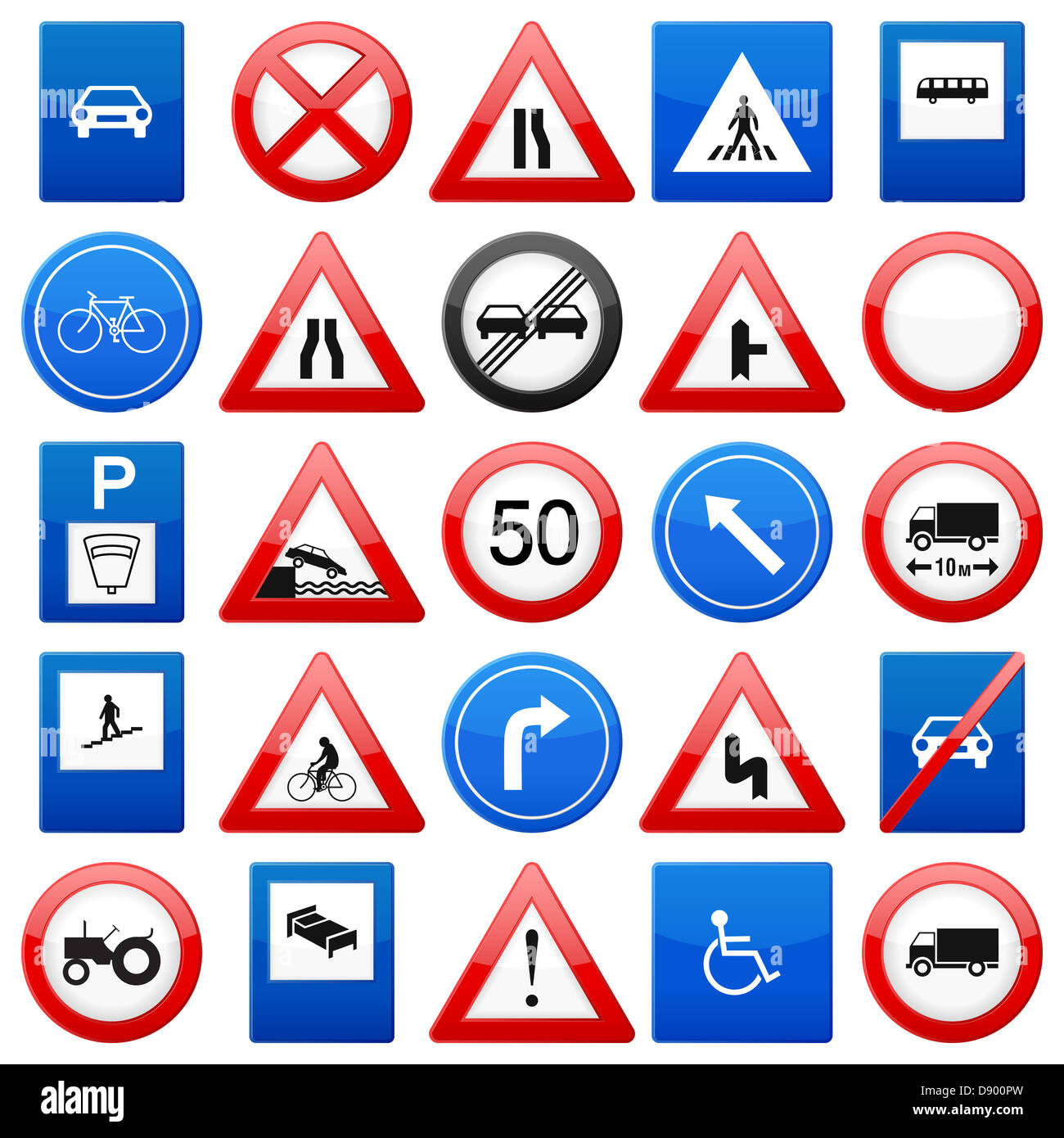Road signs set on a white background. Vector illustration Stock Photo ...