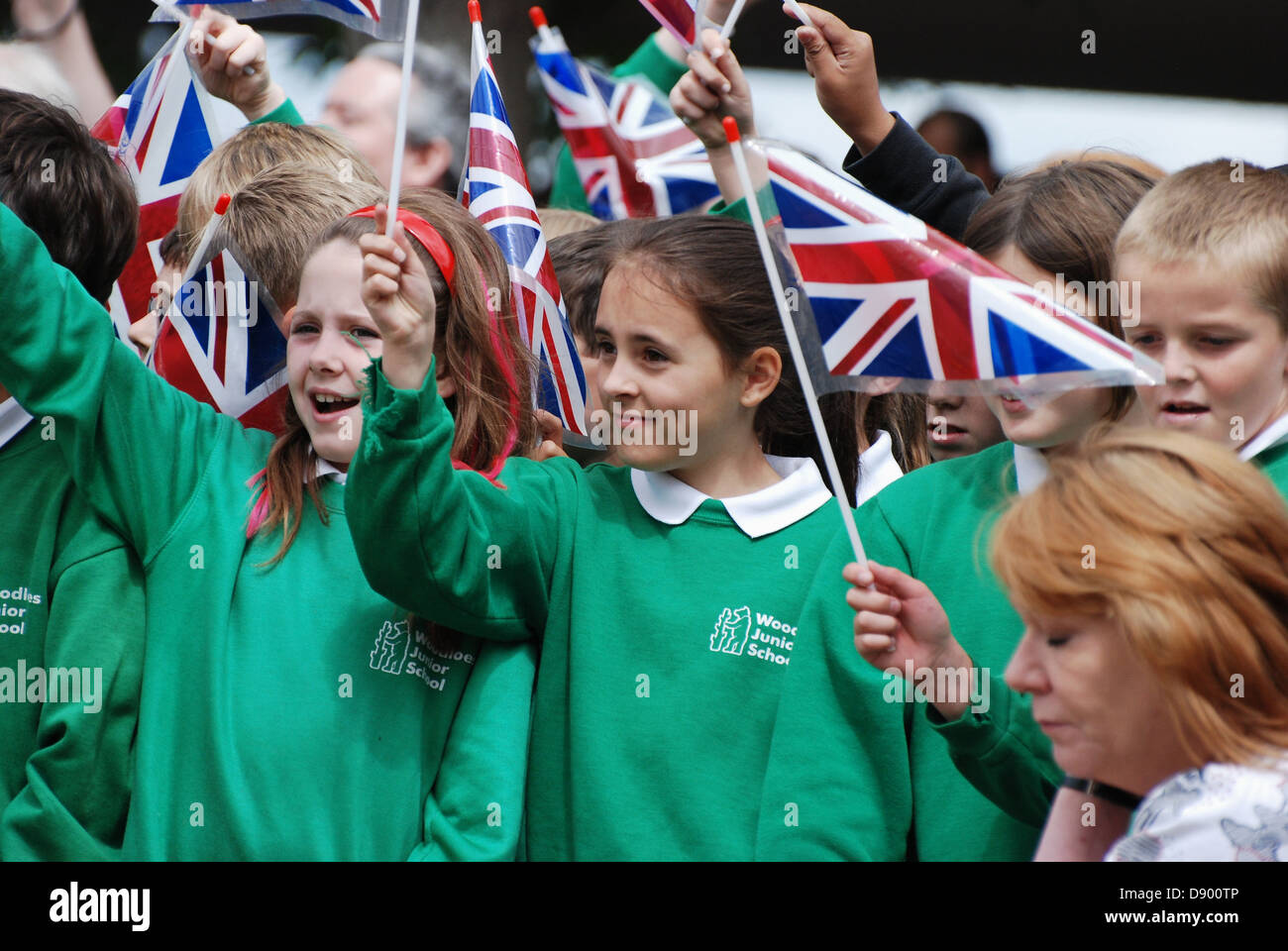 Children waving british flags hi-res stock photography and images - Alamy