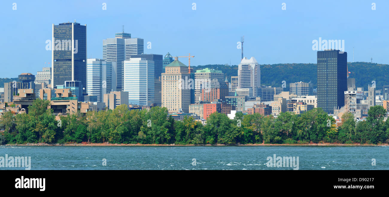 Montreal city skyline panorama over river in the day with urban ...