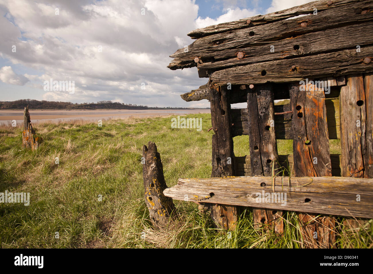 Skeletal remains of an old hulk in the Hulks graveyard Purton ...
