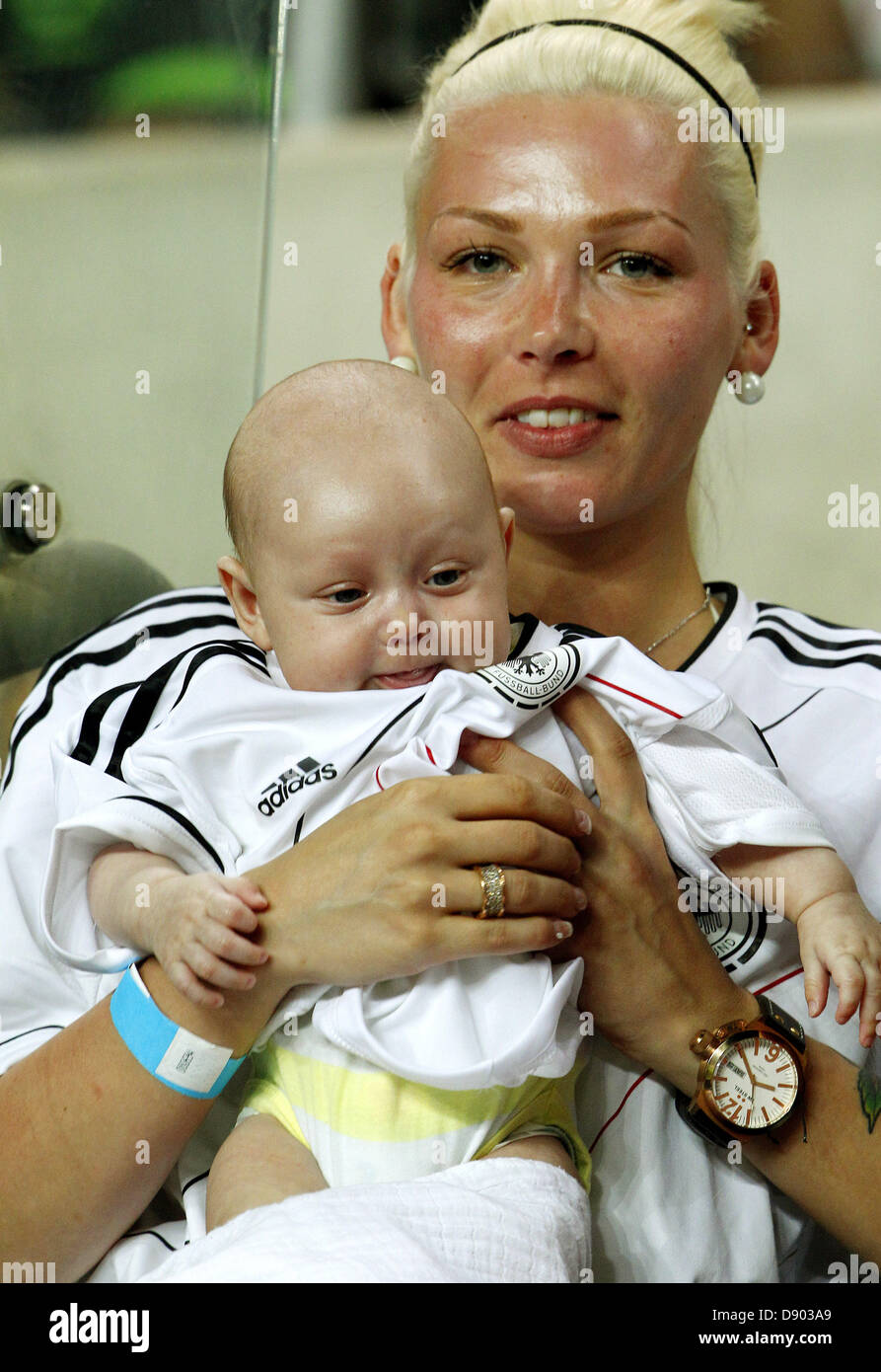 A German mother with her baby pose before the UEFA European Under-21 ...
