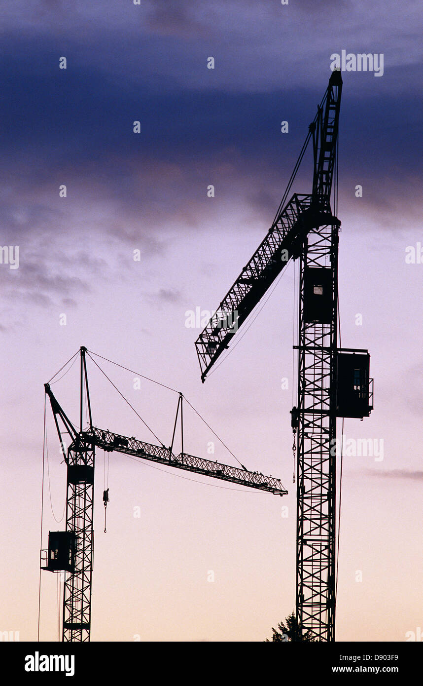 Two building cranes in hi-res stock photography and images - Alamy