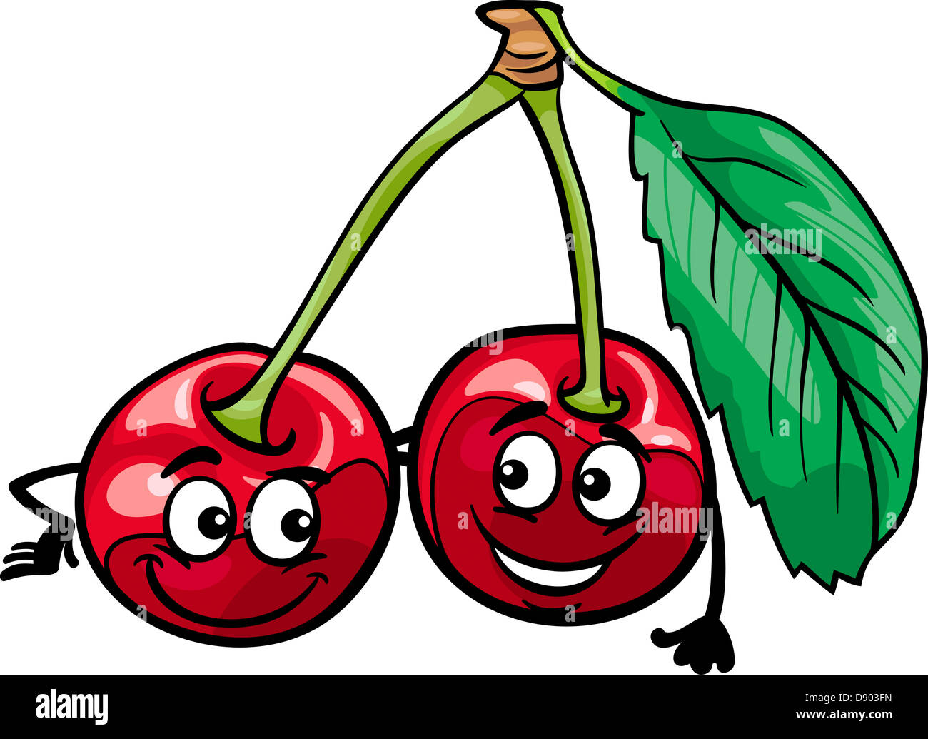 Cartoon Illustration of Funny Cherry Fruits Food Comic Character Stock ...