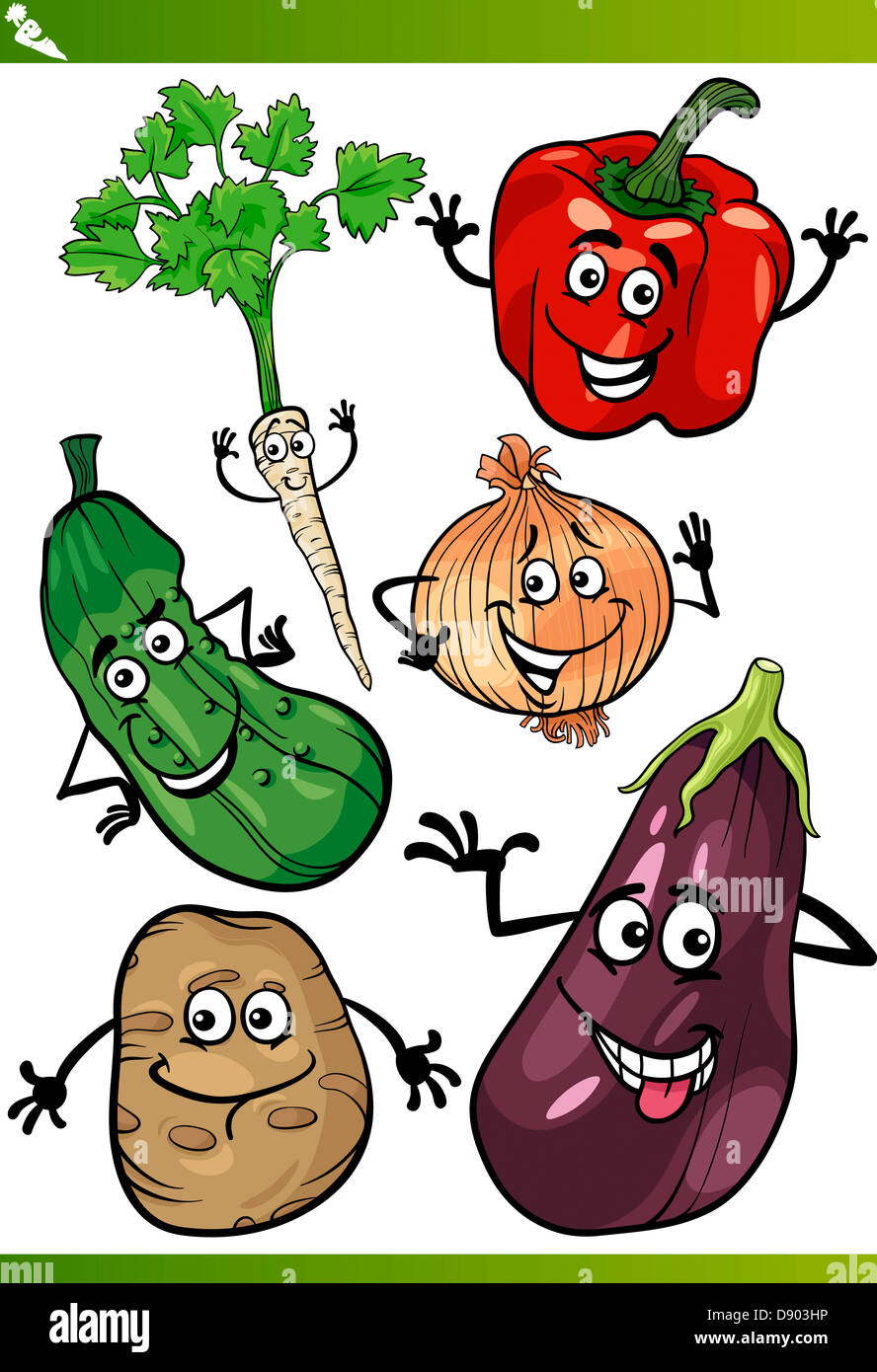 Cartoon Illustration of Funny Vegetables Food Characters Set Stock ...