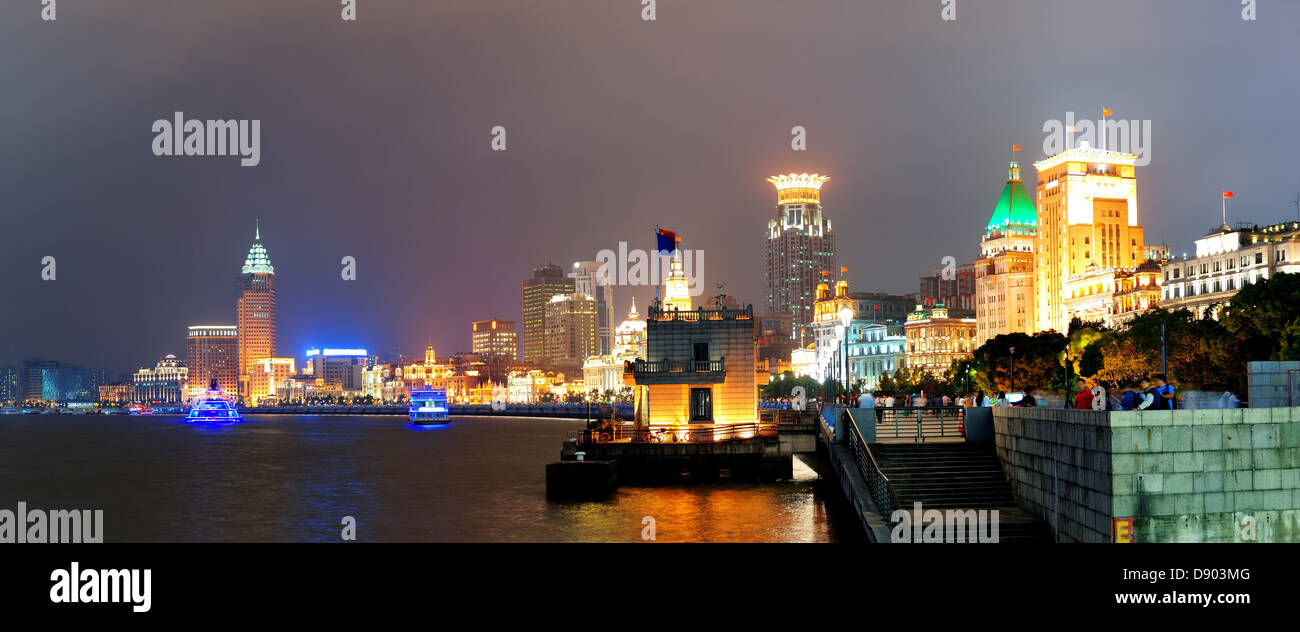 Shanghai urban architecture over river at dusk Stock Photo - Alamy
