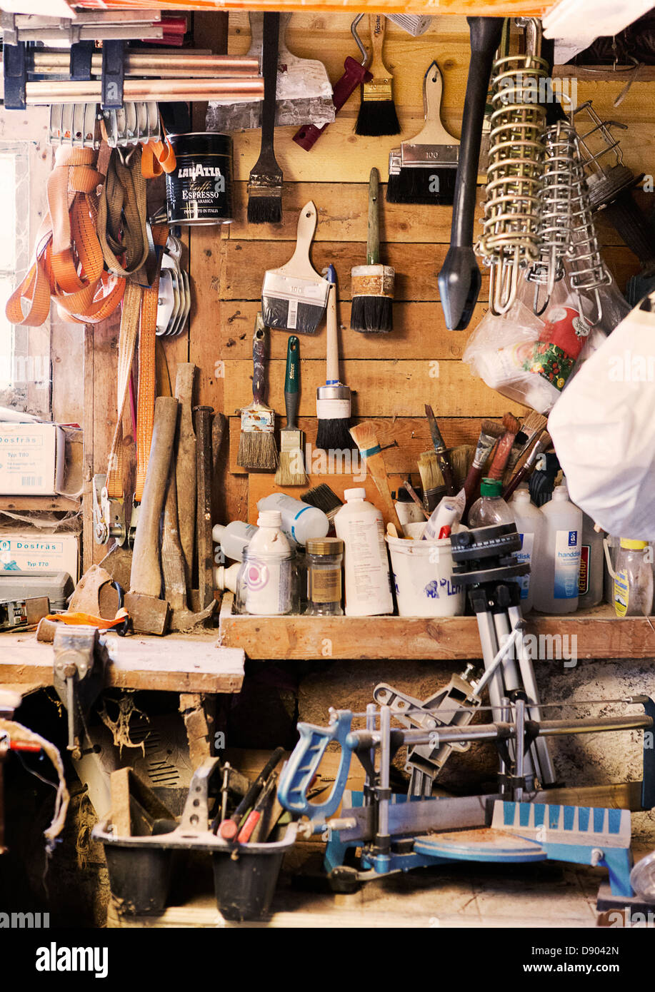 Tools in workshop Stock Photo - Alamy