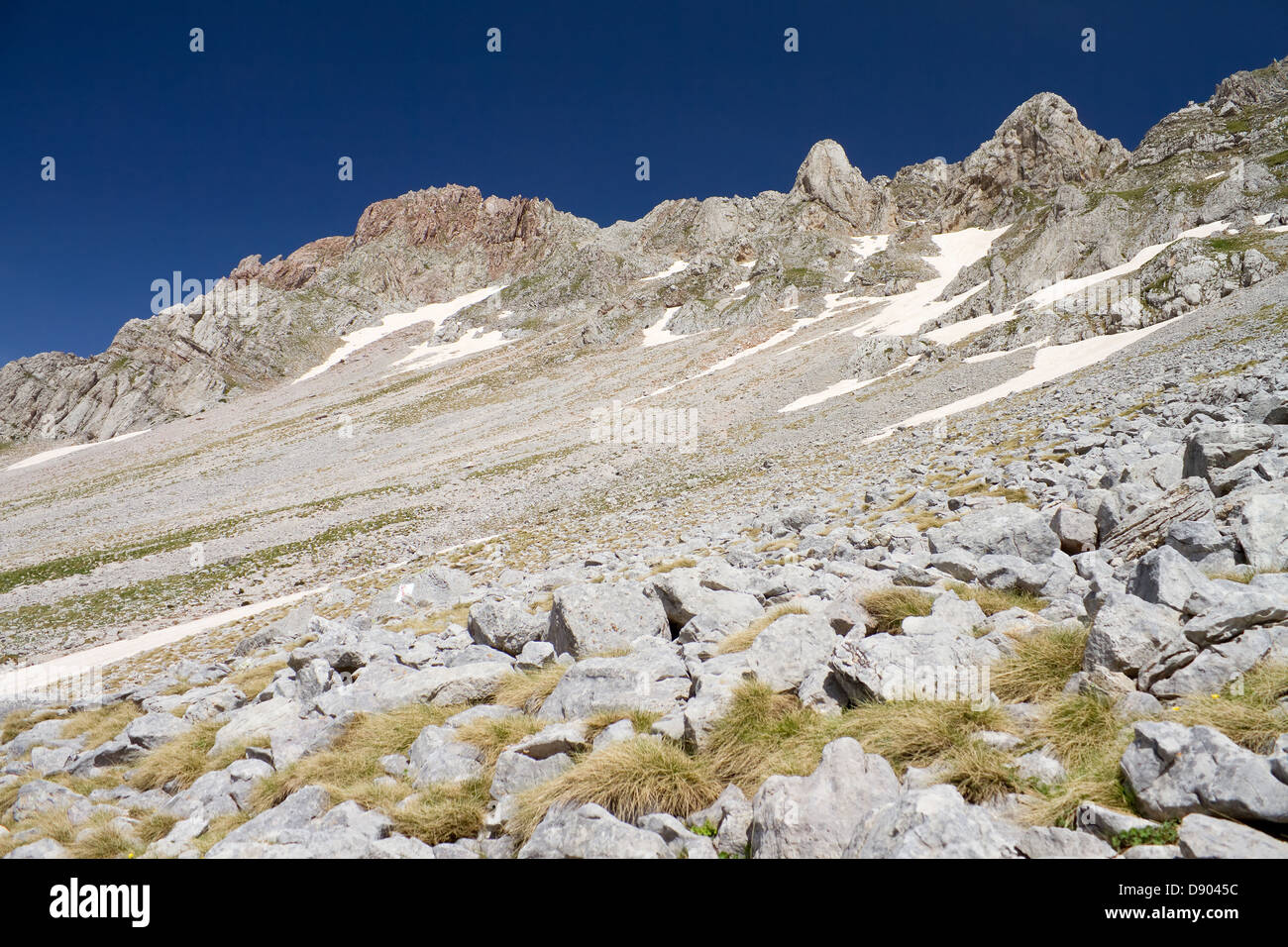 The rocky slope under one of the summits of Vardousia mountain, central ...