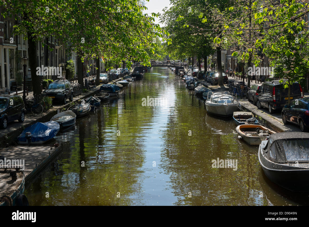 Netherlands, Amsterdam, canal scene near Westerkerk in Jordaan district ...