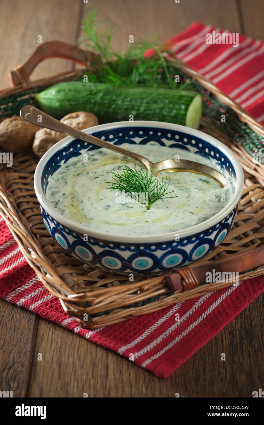 Tarator.Cold cucumber and yoghurt soup. Bulgaria Food Stock Photo - Alamy