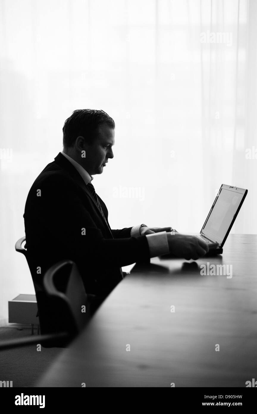 Laptop men office Black and White Stock Photos & Images - Alamy