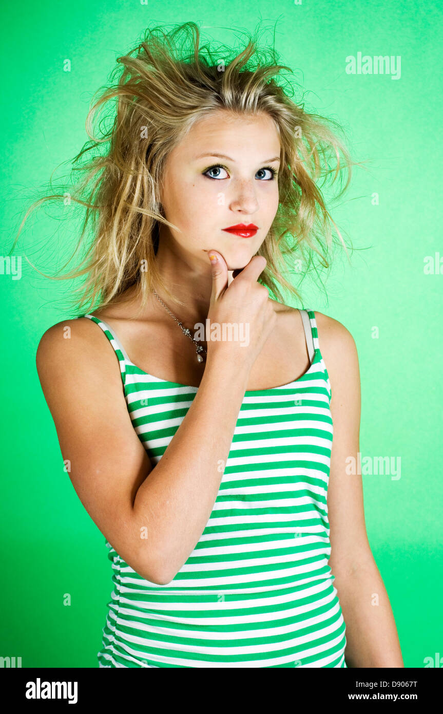 A teenage girl thinking Stock Photo - Alamy