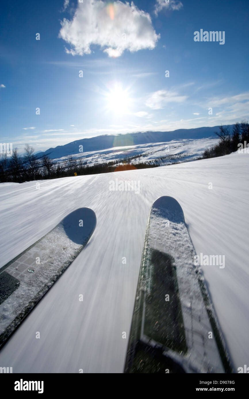 Skis in a ski slope Stock Photo - Alamy