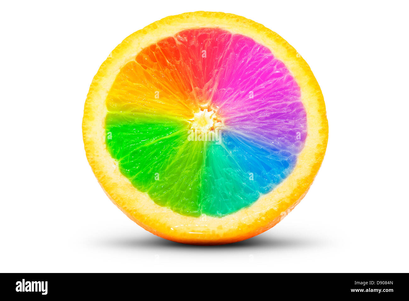 Perfect slice of orange as spectrum. Isolated on white Stock Photo - Alamy