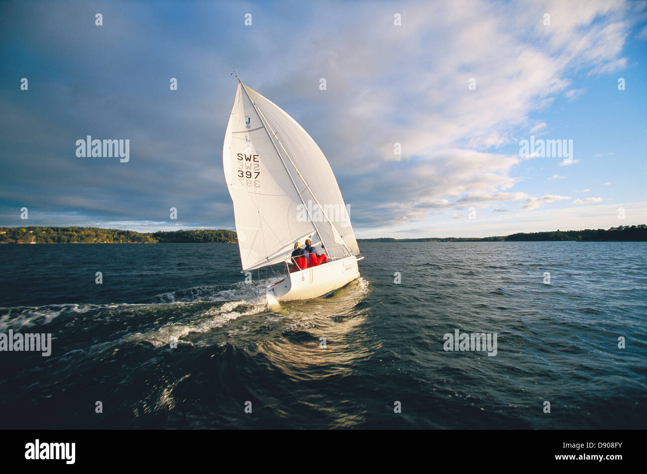 A sailing-boat at sea, Sweden Stock Photo - Alamy