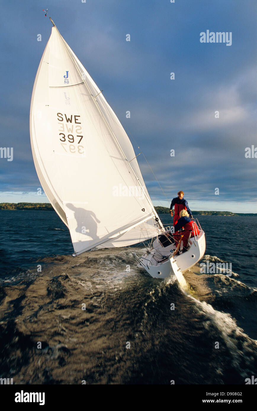 A sailing-boat at sea, Sweden Stock Photo - Alamy