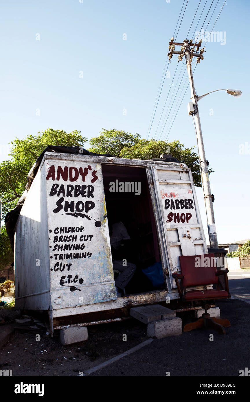 Barber shop in a shed, South Africa Stock Photo - Alamy
