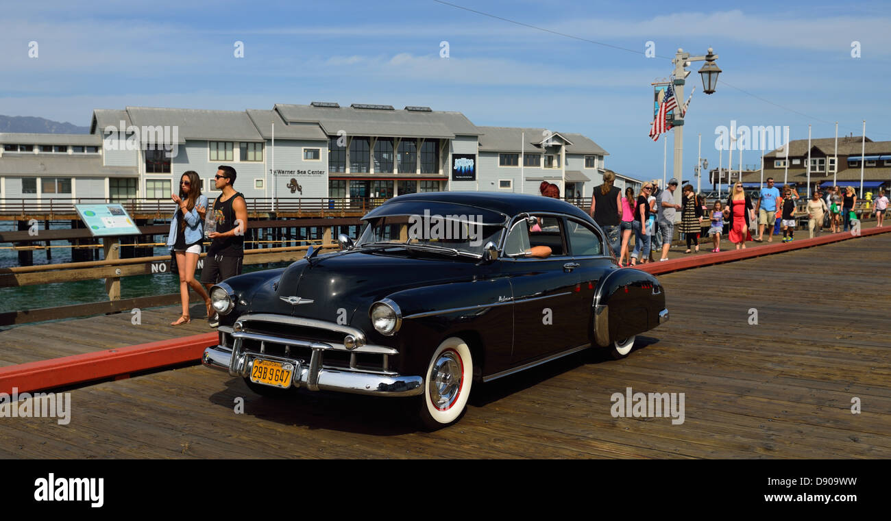 Scenic vintage car on the waterfront pier, Santa Barbara CA Stock Photo ...