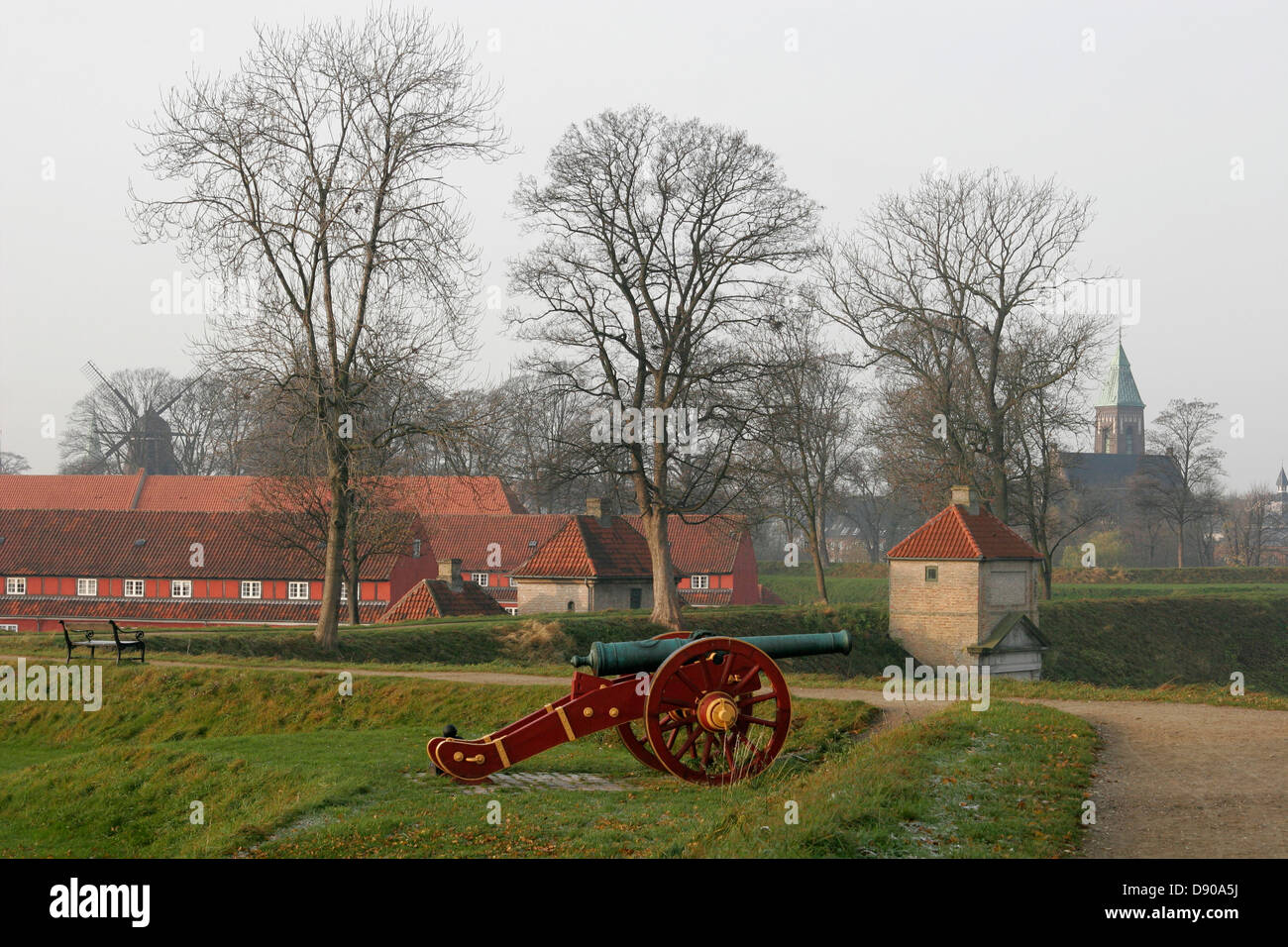 Red barracks in the Kastellet citadel in Copenhagen, Denmark Stock ...