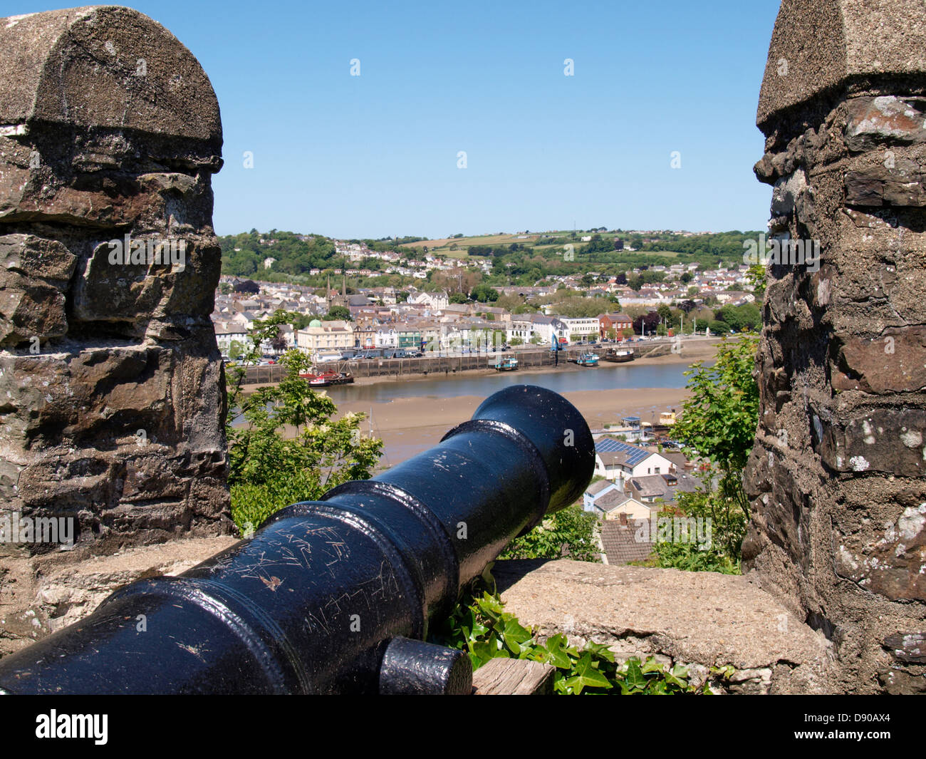 Cannon at Chudleigh Fort overlooking Bideford, Devon, UK 2013 Stock ...