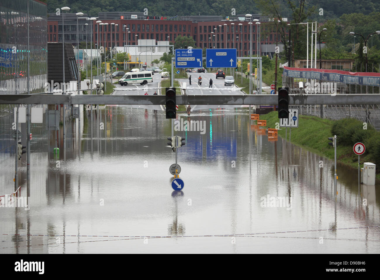Flood in Prague, Czech Republic, on June 3, 2013. Flooded street in ...