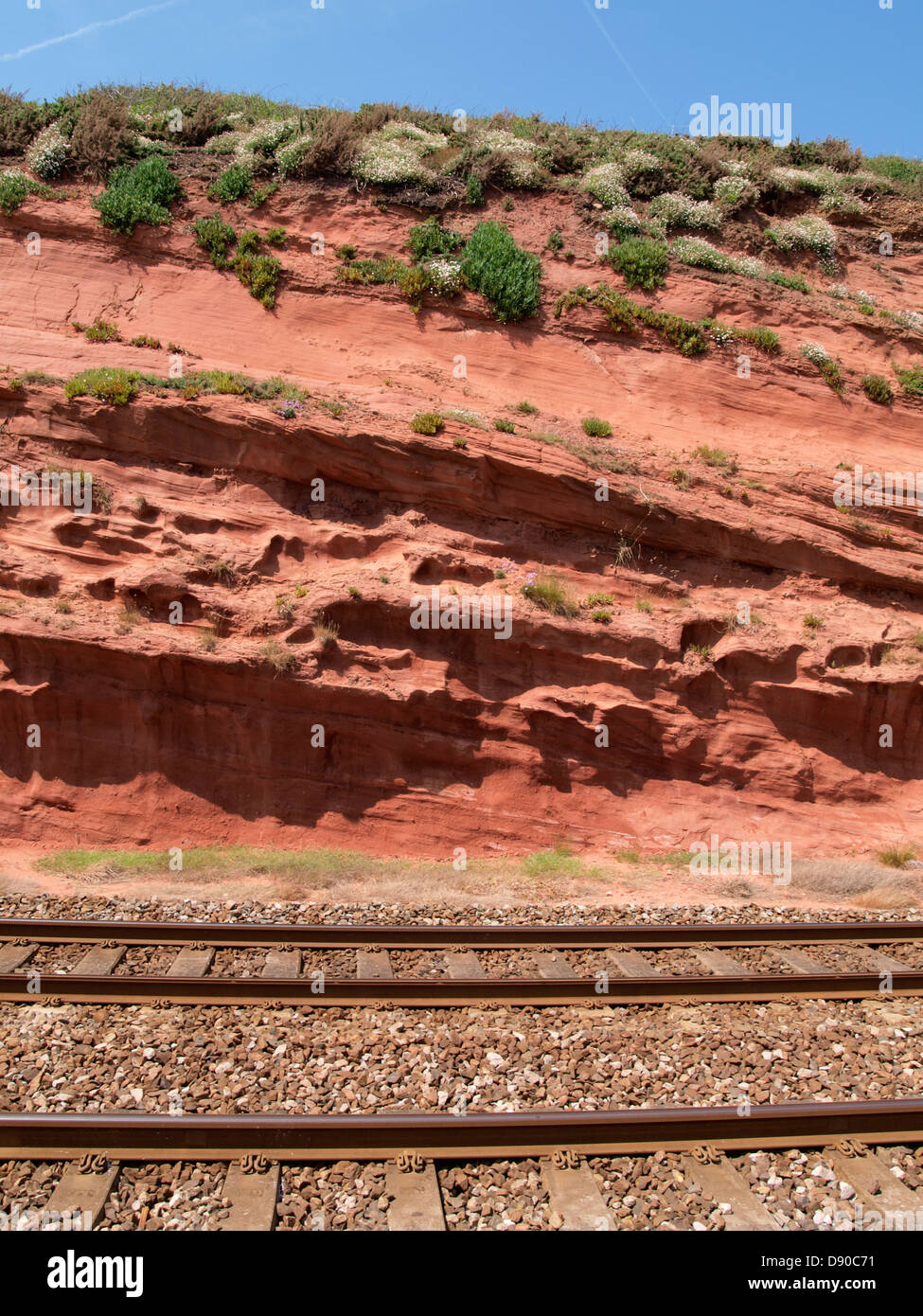 Permian red sandstone cliffs, Dawlish, Devon, UK 2013 Stock Photo - Alamy