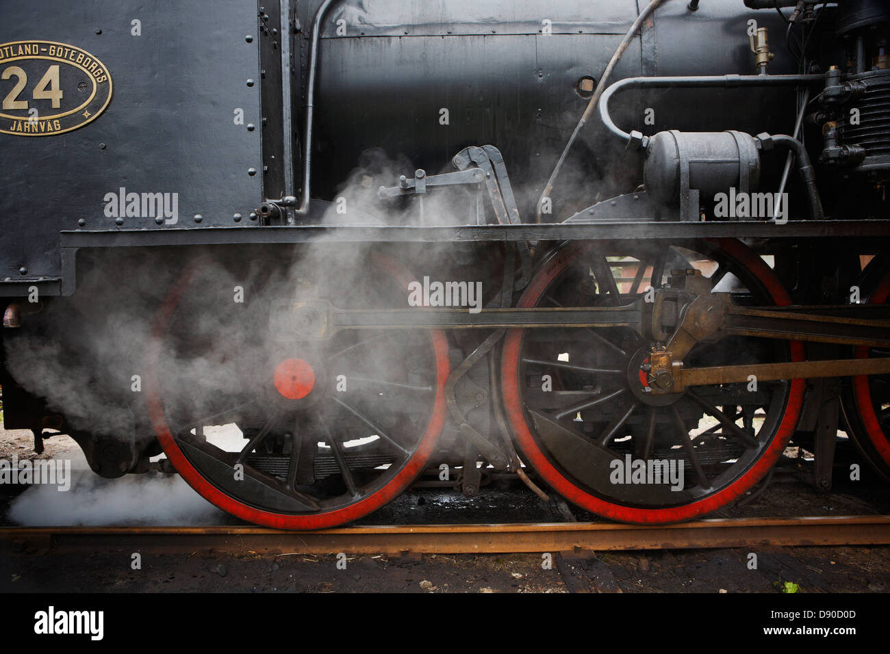 An old black steam engine, Sweden Stock Photo - Alamy