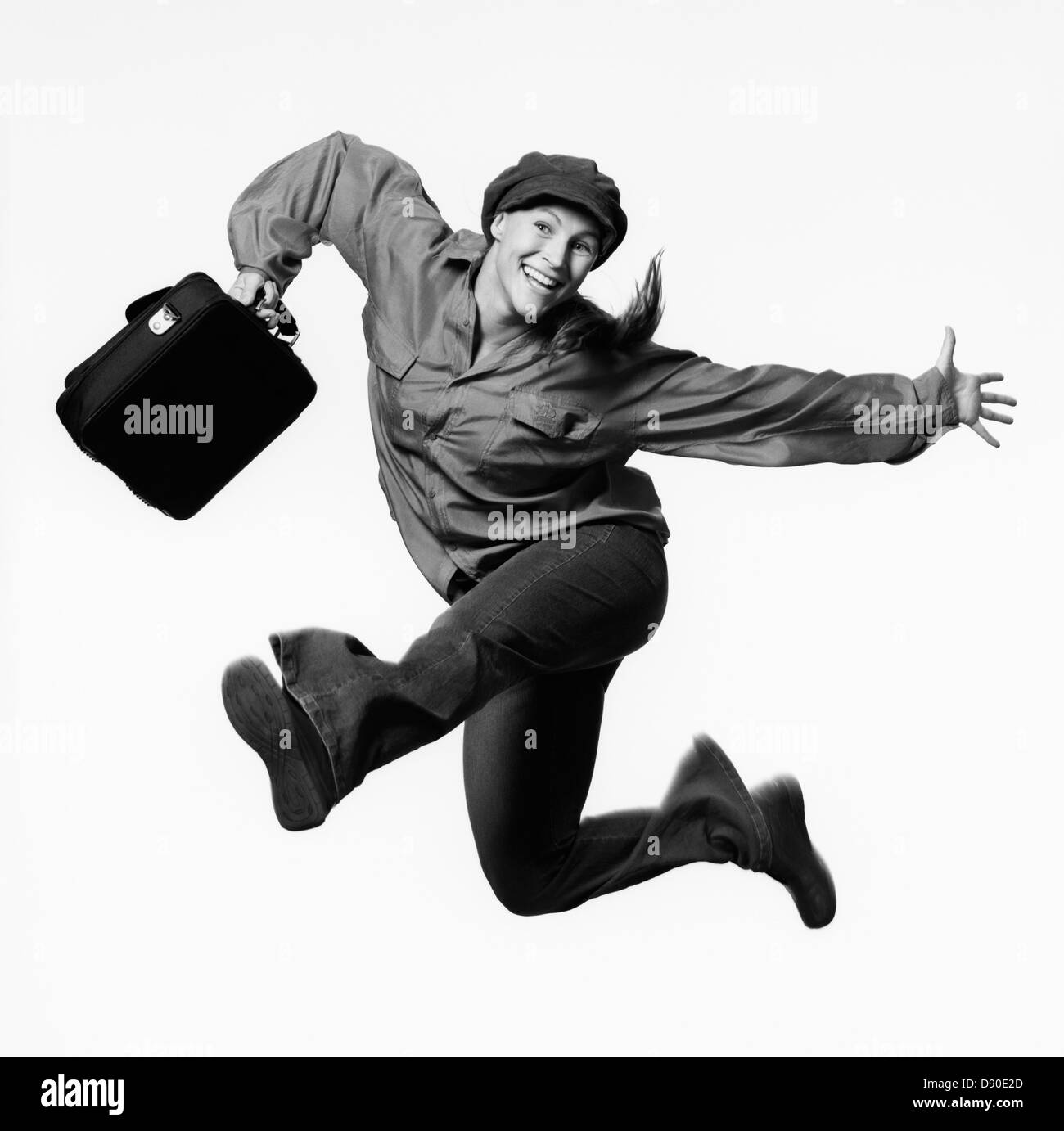 Black woman jumping Black and White Stock Photos & Images - Alamy