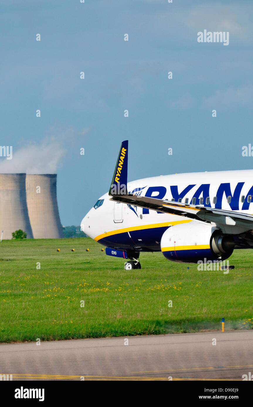 Ryanair Boeing 737 waiting to join the runway at East Midlands Airport ...