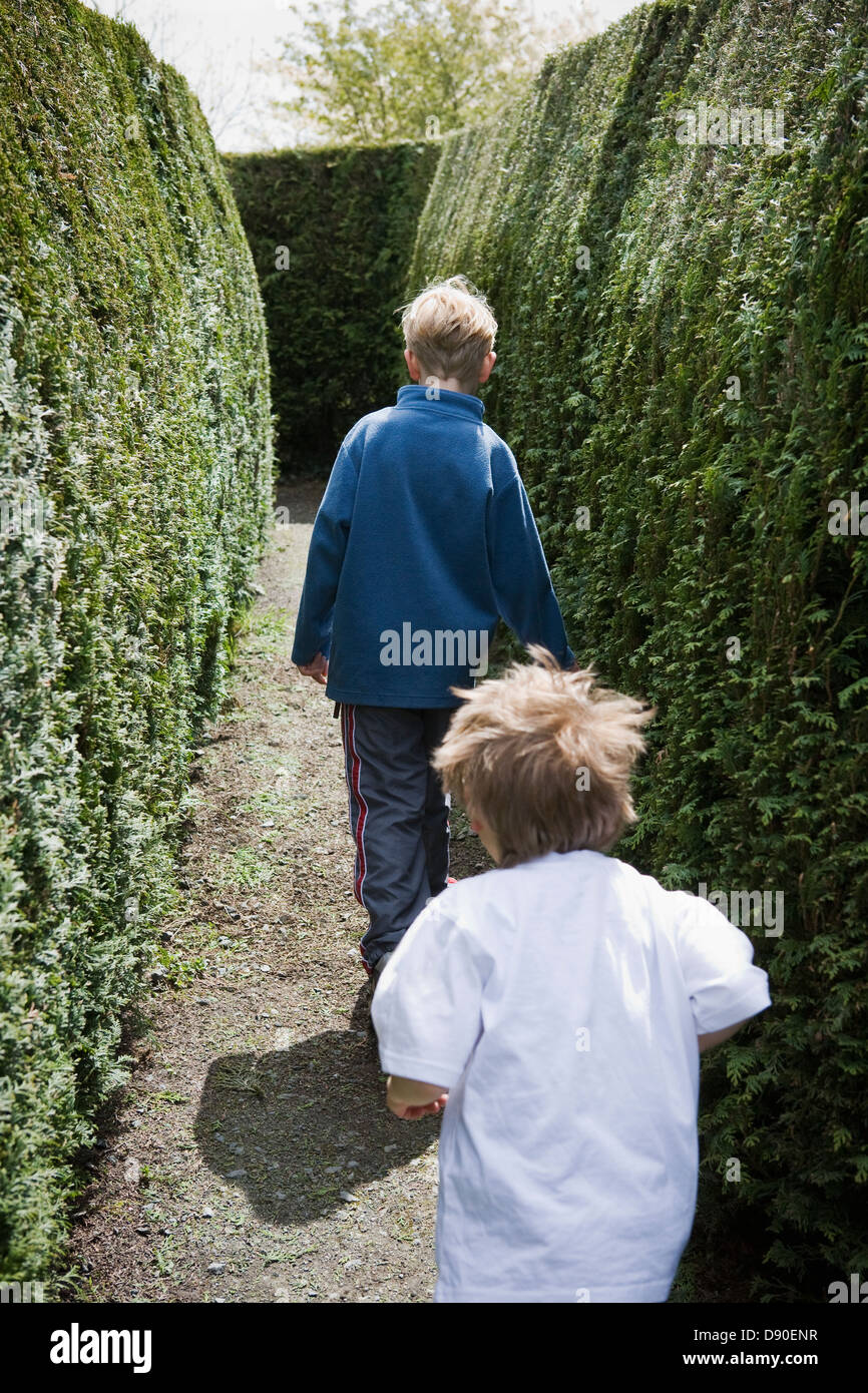 Children playing in a maze, Ireland Stock Photo - Alamy