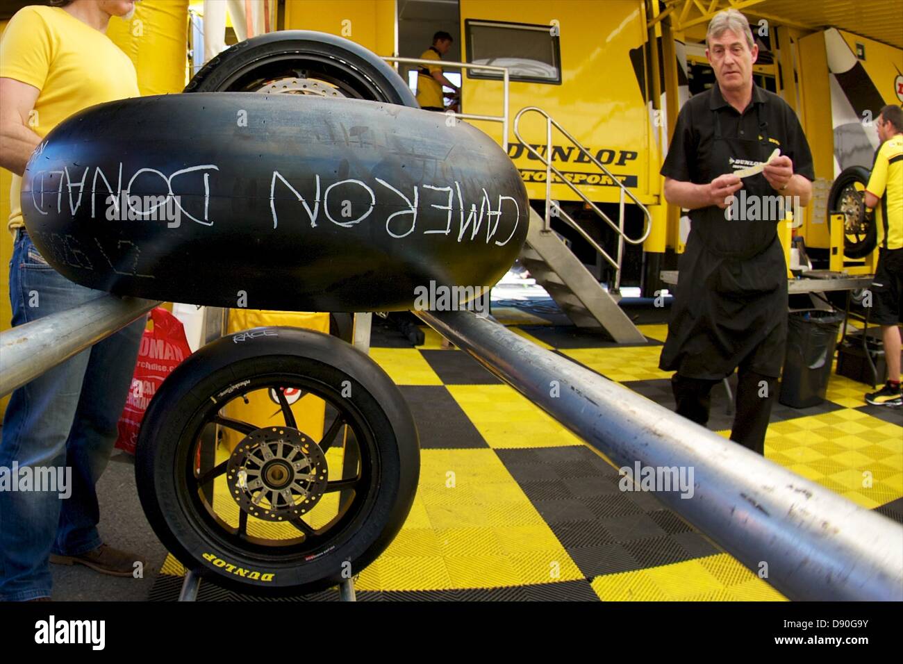 Isle of Man, UK. 7th June, 2013. Race tyre for Australian Cameron ...
