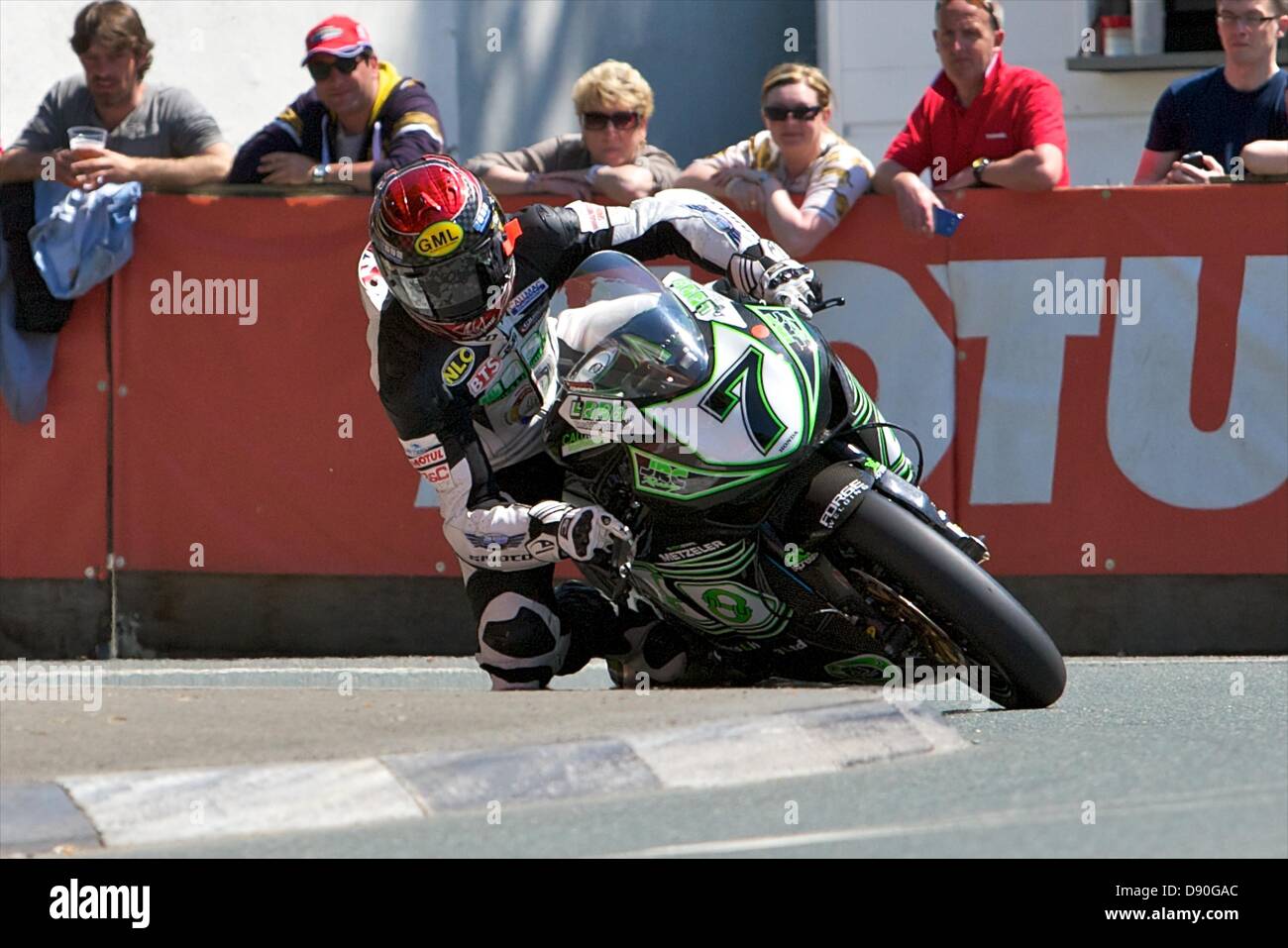 Isle of Man, UK. 7th June, 2013. Gary Johnson on his Honda during the ...