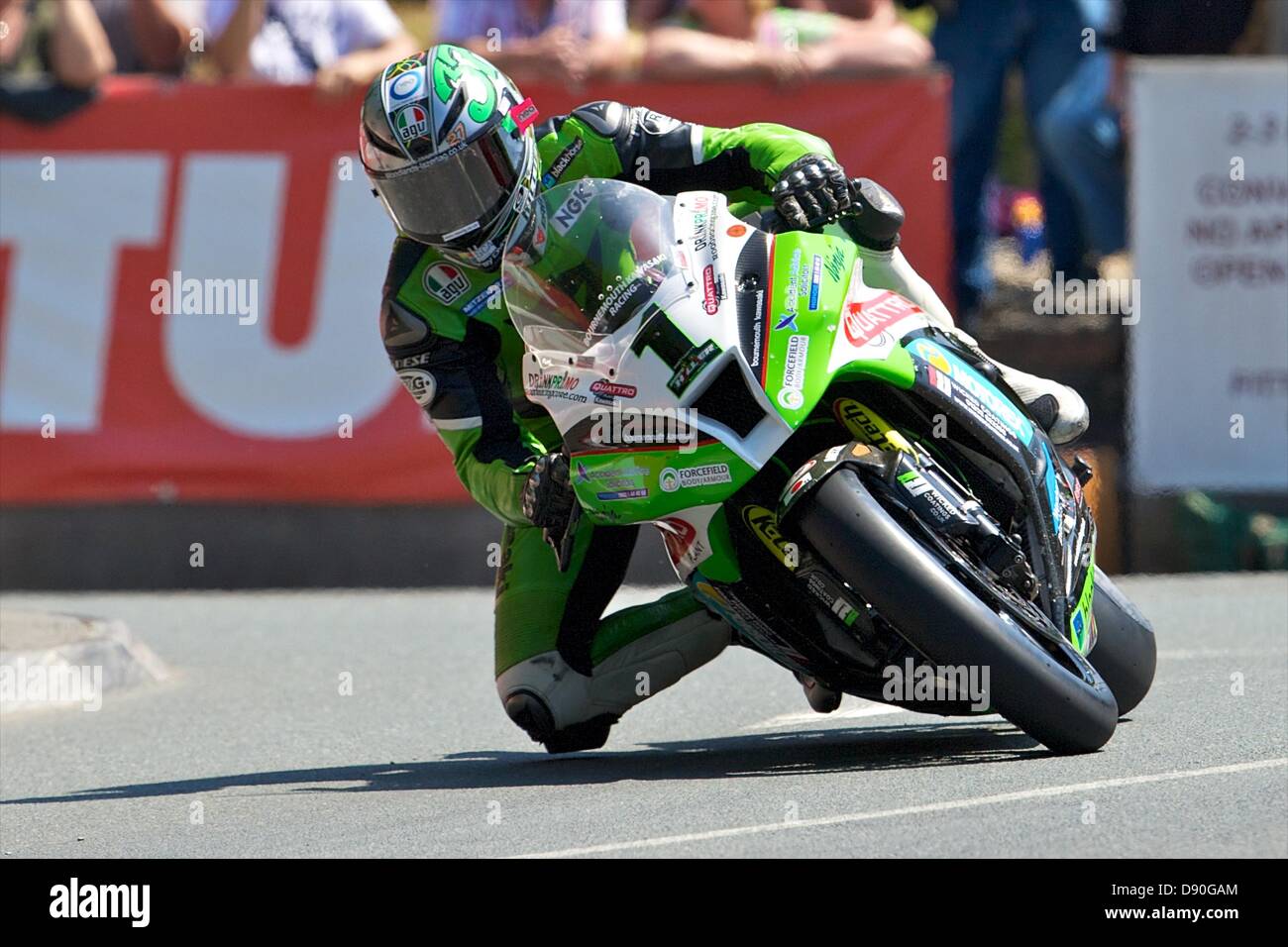 Isle of Man, UK. 7th June, 2013. James Hillier on his Kawasaki during ...