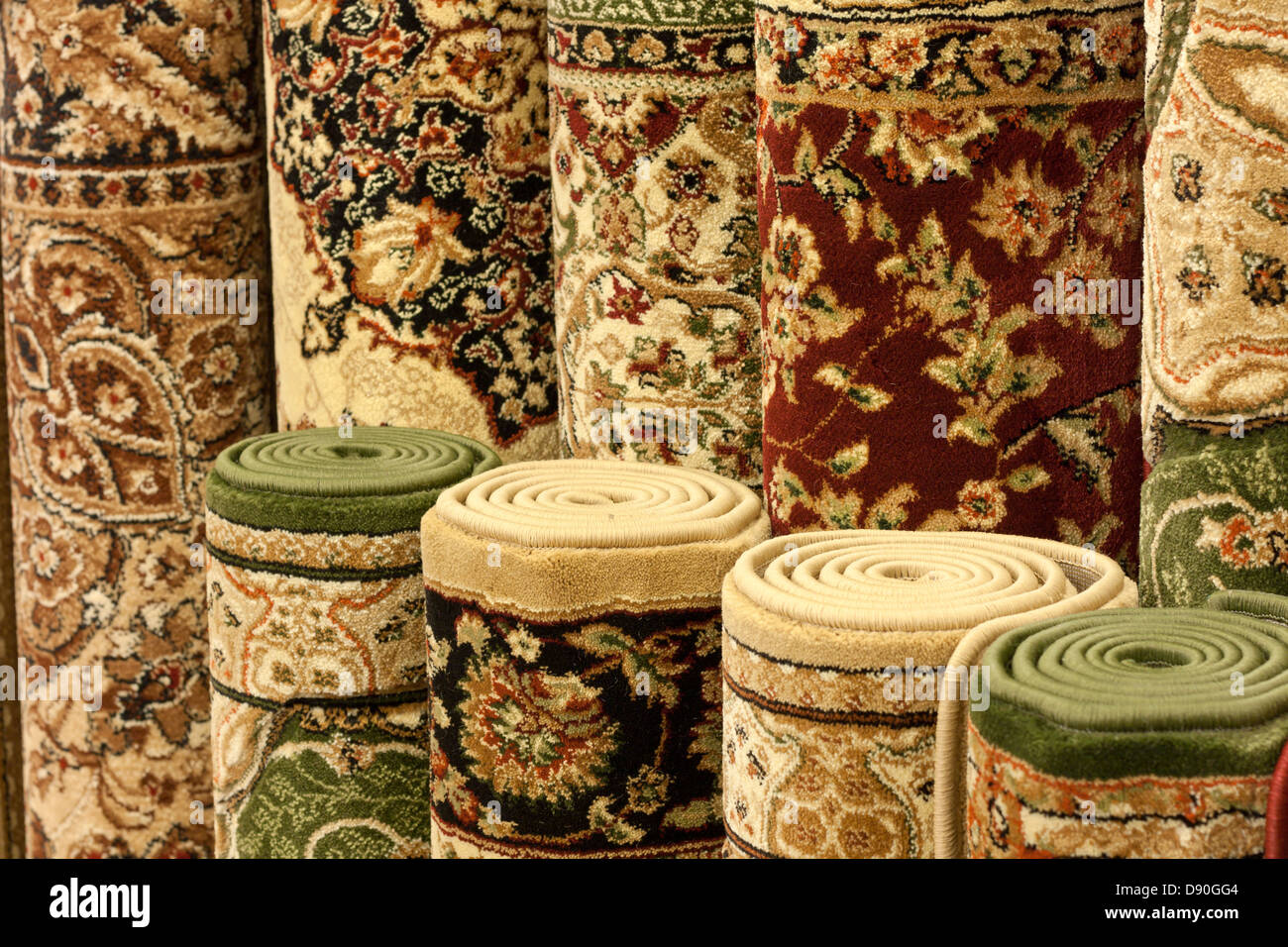 Colorful carpets in the store Stock Photo - Alamy