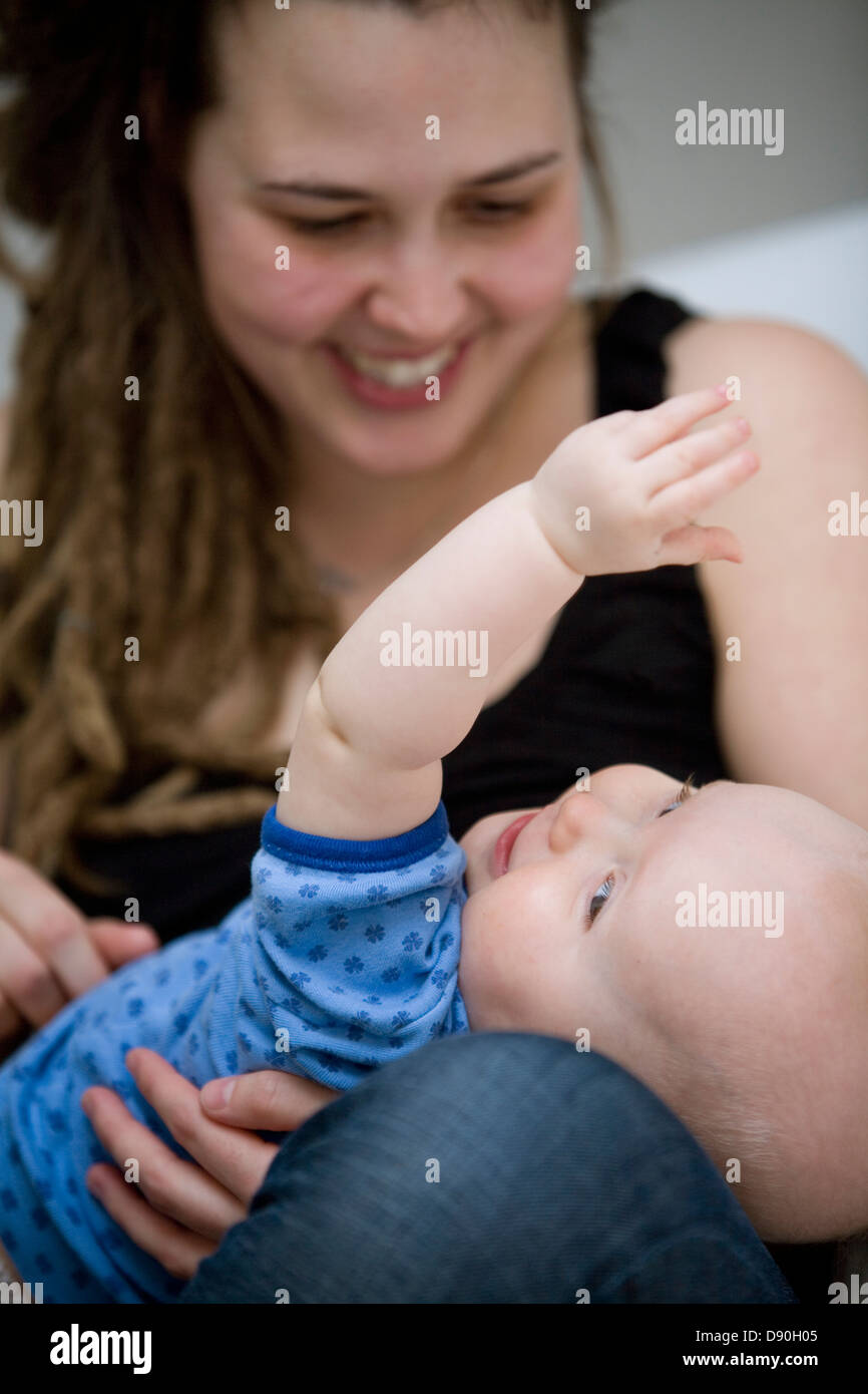 A Scandinavian mother playing with her daughter, Stockholm, Sweden ...