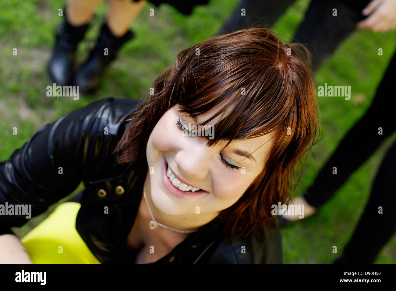 Woman crouching close up leg hi-res stock photography and images - Alamy