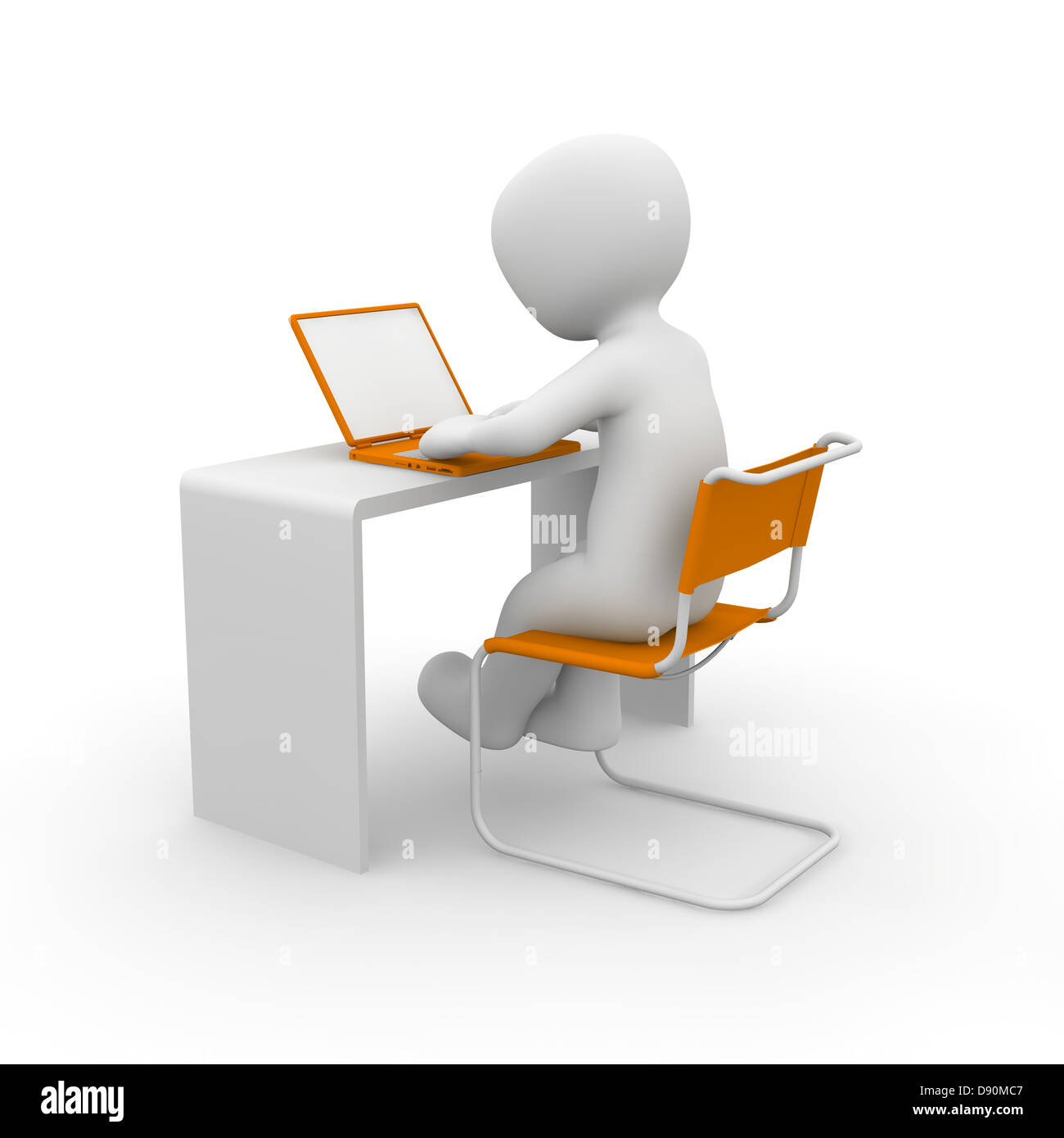 Woman work on computer sit Cut Out Stock Images & Pictures - Alamy