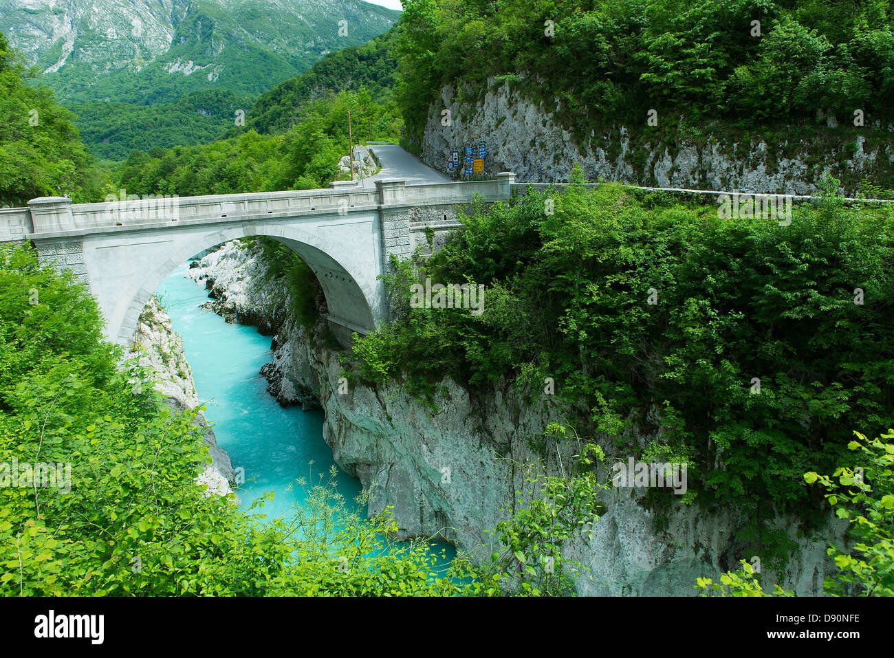 The Napoleonic bridge on the Soka River in Kobarid Stock Photo - Alamy