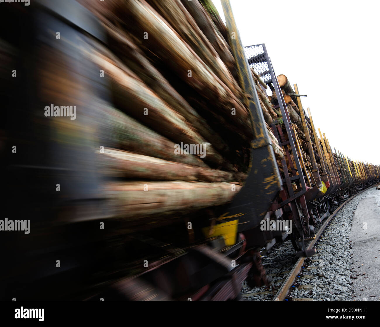 Train carrying timber Stock Photo - Alamy