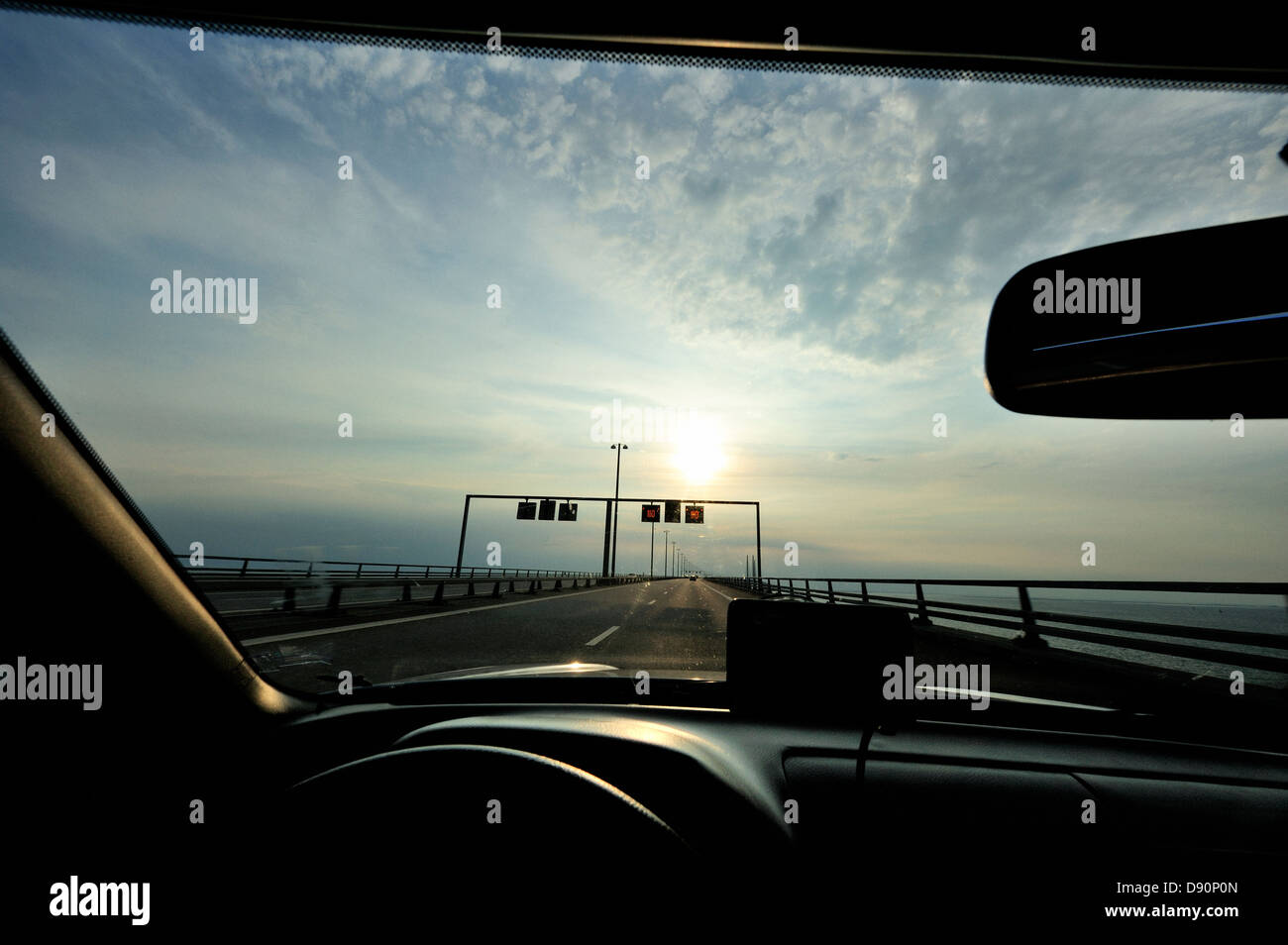 Highway seen through car windshield Stock Photo - Alamy