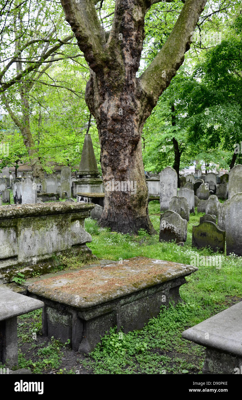 Headstones in Bunhill Fields Burial Ground, London Stock Photo - Alamy