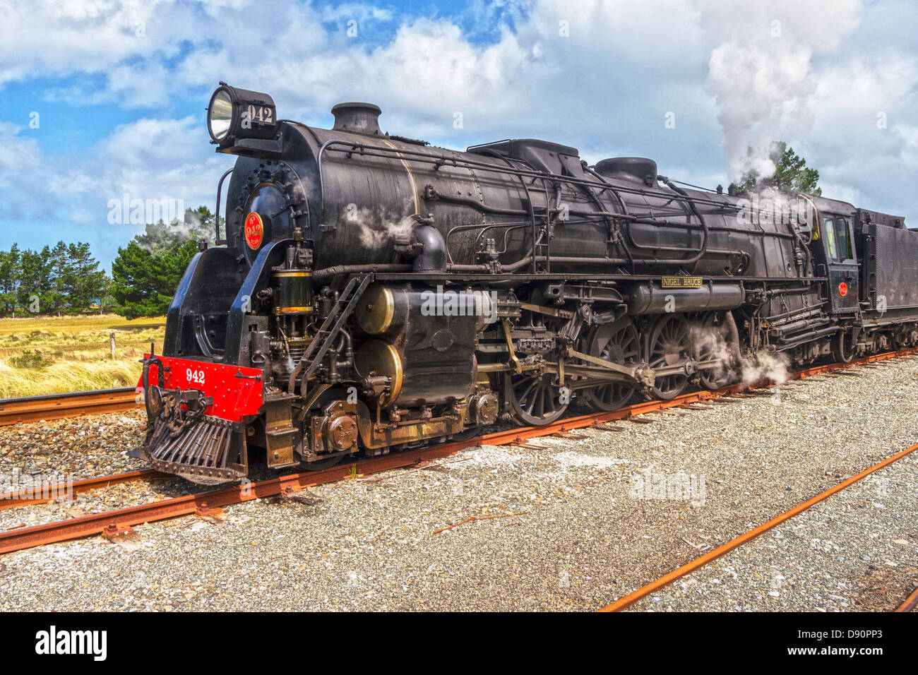 Steam Locomotive Nigel Bruce 942 on an excursion, Marlborough, New ...