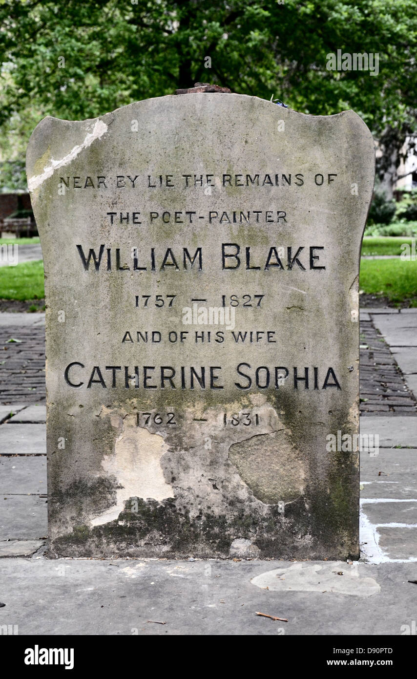 Memorial near the grave of William Blake and his wife in Bunhill Fields ...