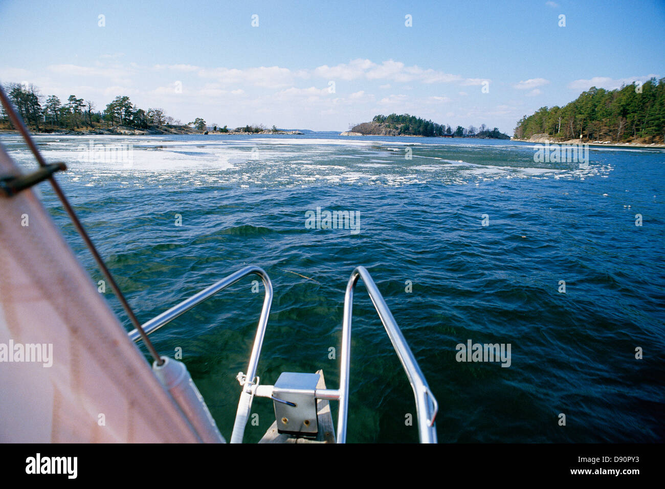 Boat at sea, elevated view Stock Photo - Alamy