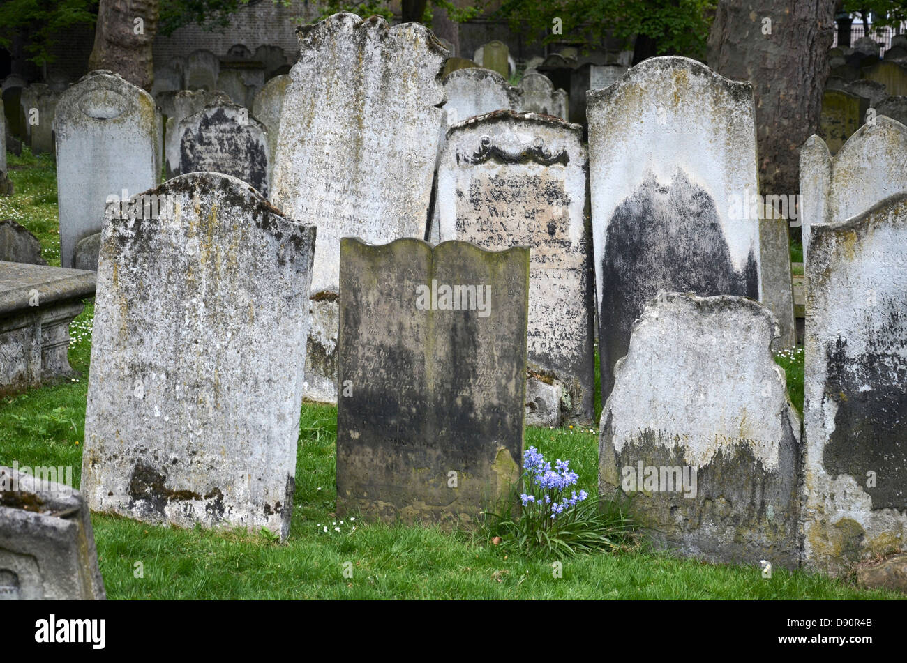 Headstones in Bunhill Fields Burial Ground, London Stock Photo - Alamy