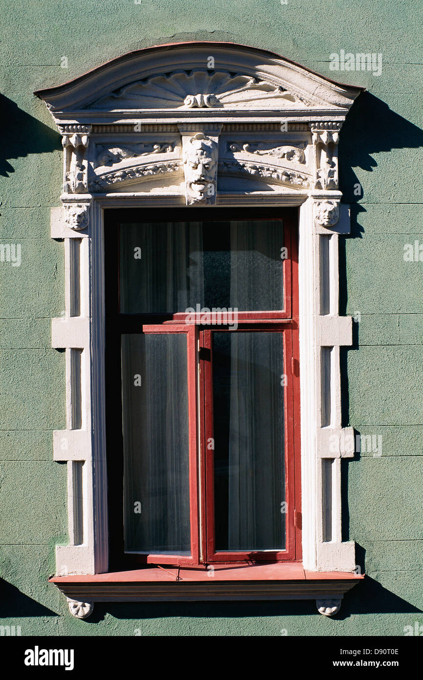 Closed window with carvings, close-up Stock Photo - Alamy