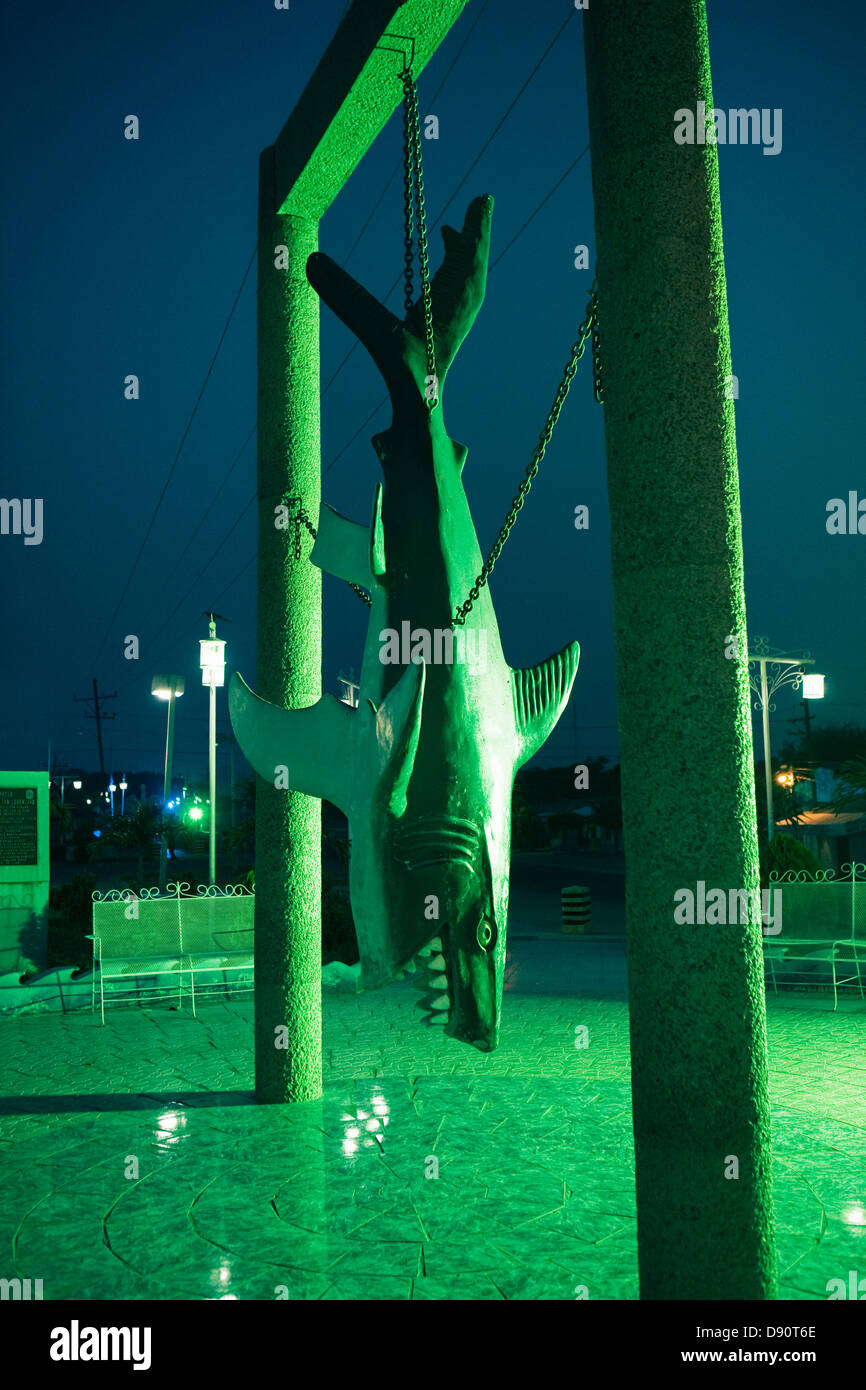 A statue of a shark hanging upside down Stock Photo - Alamy